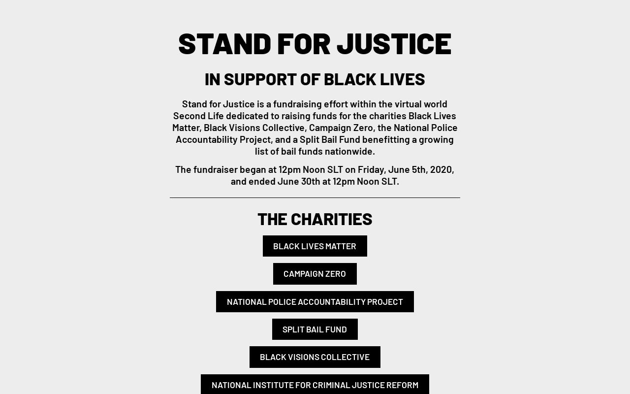Stand For Justice In Support of Black Lives - Fundraiser in SL